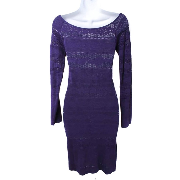 Poof! | Dresses | Poof Purple Netted Open Pattern Bodycon Dress | Poshmark